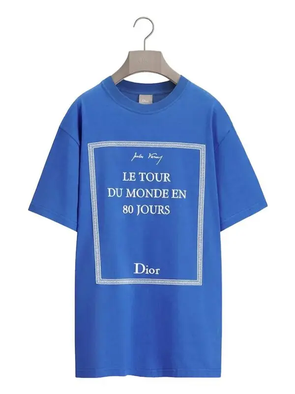Dior T-shirt With Book Cover Embroidery, Relaxed Fit - Blue
