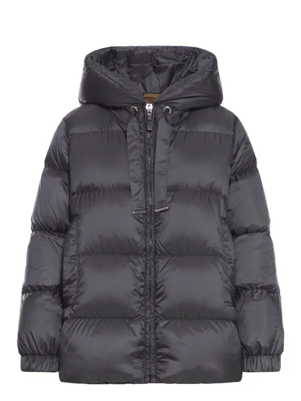 Max Mara Waterproof Canvas Down Jacket With Drawstring Hood - Black
