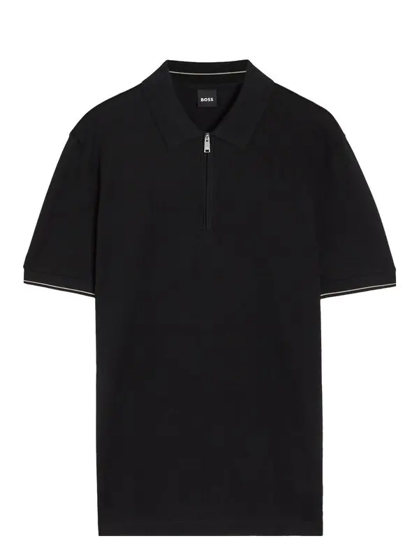 BOSS Close-knit Cotton Polo Shirt - Black