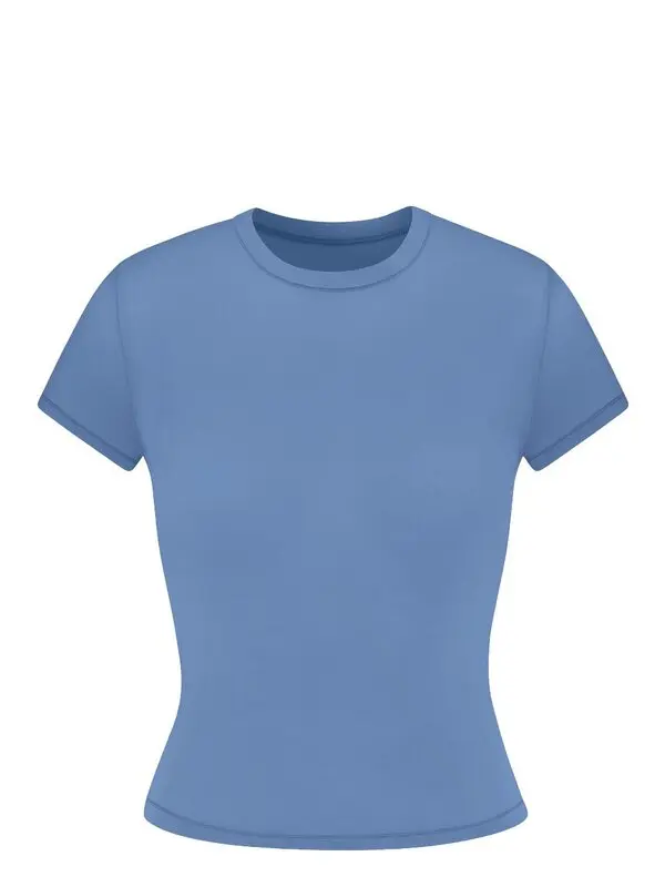 SKIMS Stretch-jersey Crewneck T-shirt - Blue