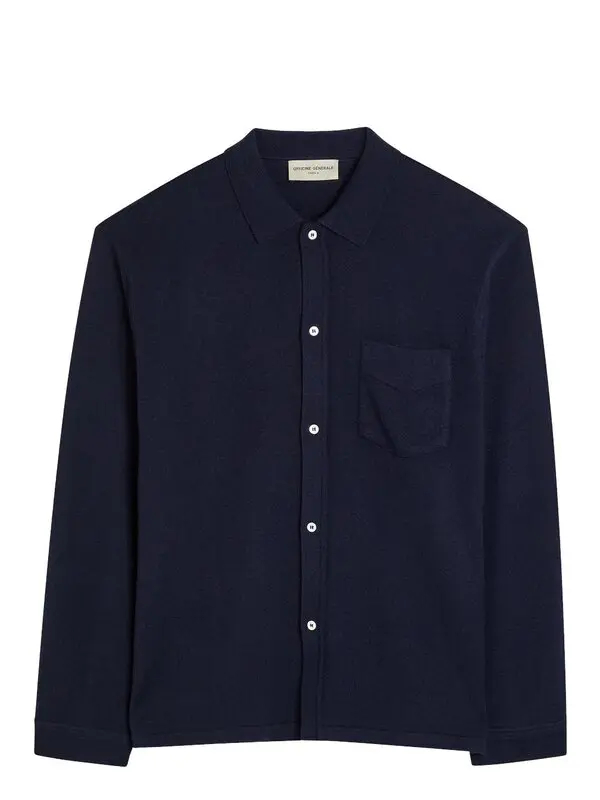 Officine Générale Wool And Cashmere-blend Cardigan - Navy