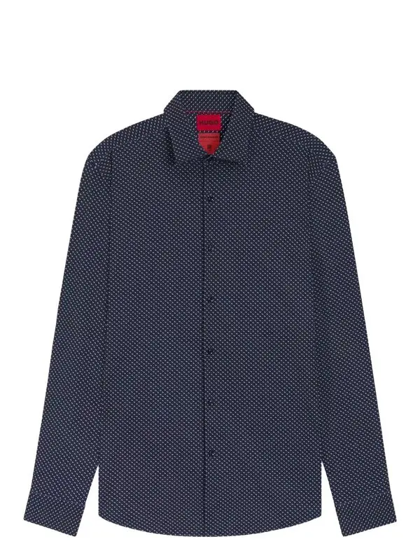 Hugo Kenno Geometric-print Long-sleeved Shirt - Blue