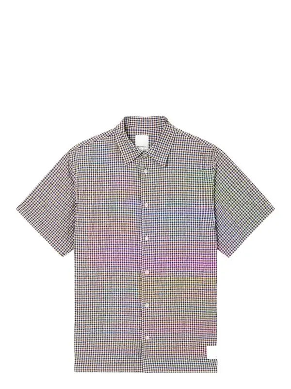 Emporio Armani Eagle Club Crinkle Fabric Shirt With Check Motif - Neutrals