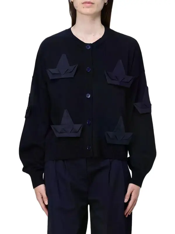 MEIMEIJ Cotton Cardigan With Boat-patch Detail - Blue