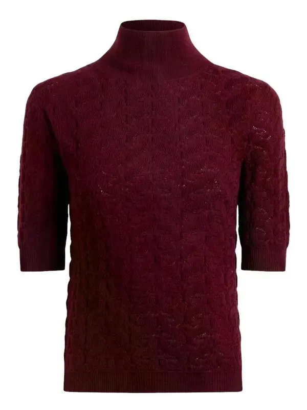 Etro Pure Wool Cable-knit Mock Neck Sweater - Red