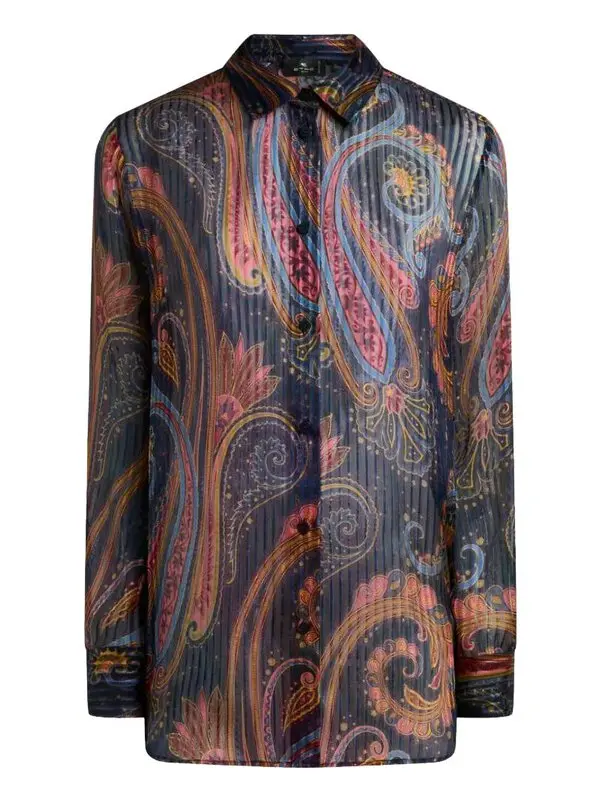 Etro Silk Paisley Motif Shirt - Blue