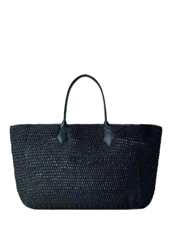 VIVIENNE WESTWOOD Orb Plaque Woven Tote Bag - Black