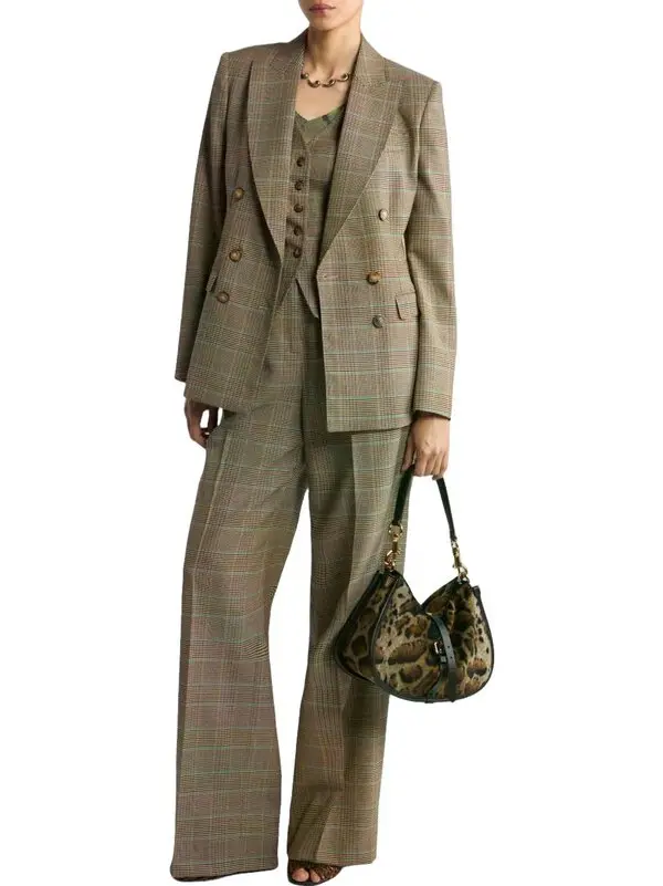 Etro Stretch Wool Prince Of Wales Motif Trousers - Neutrals