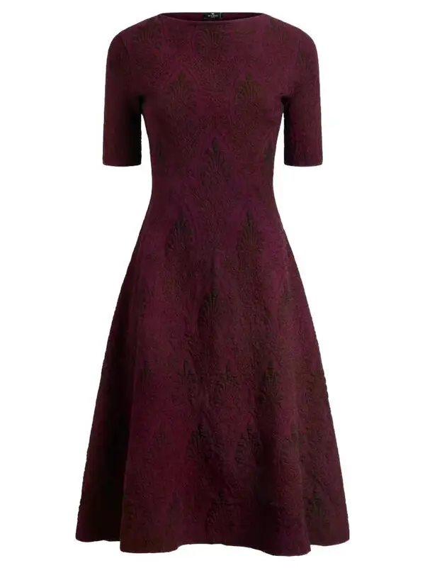 Etro Jacquard Medallion Motif Midi Dress - Red