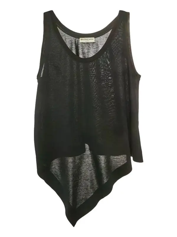 Balenciaga Asymmetric Stretch-knit Tank Top - Black