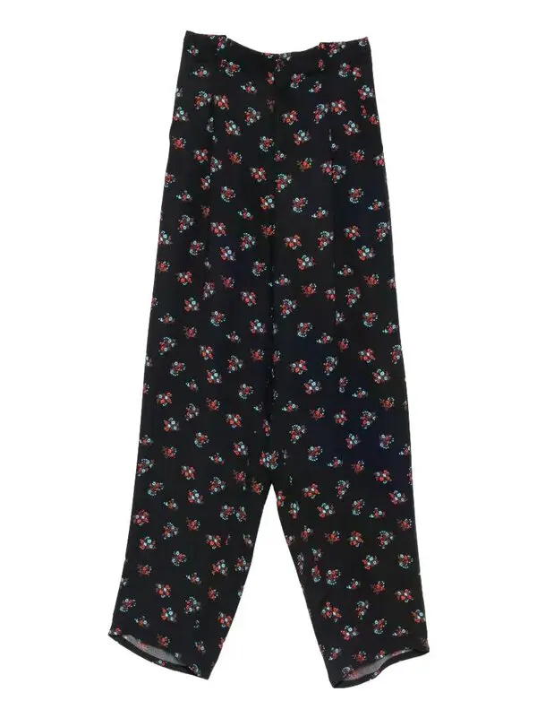 N°21 Navy Floral Pattern Pleated Trousers - Blue