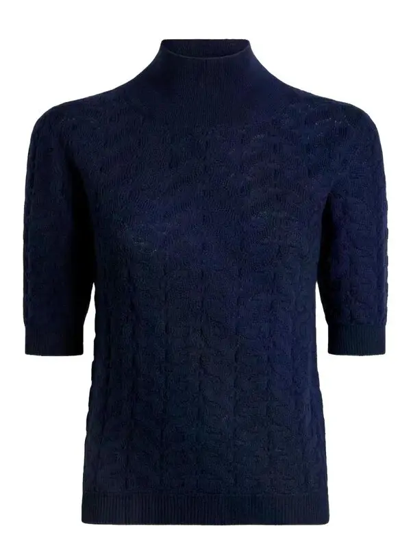 Etro Wool Mock Neck Sweater With Paisley Detailing - Blue