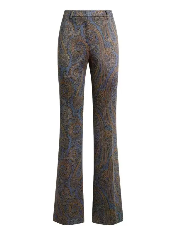 Etro Fit-and-flare Paisley Jacquard Trousers - Blue