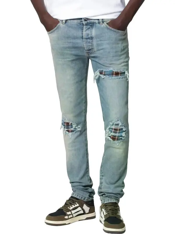 Amiri Distressed-effect Patched Jeans - Grey