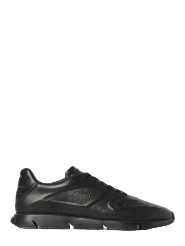 Paciotti Croc-effect Leather Sneakers - Black