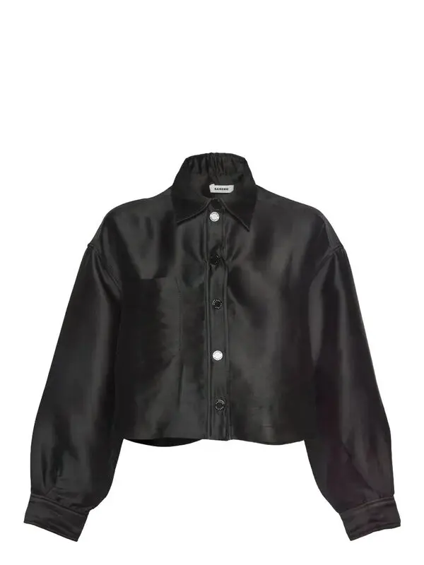 Sandro Cropped Oversized Shirt - Black