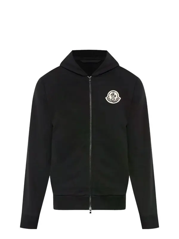 Moncler Logo Patch Zip-up Hoodie - Black