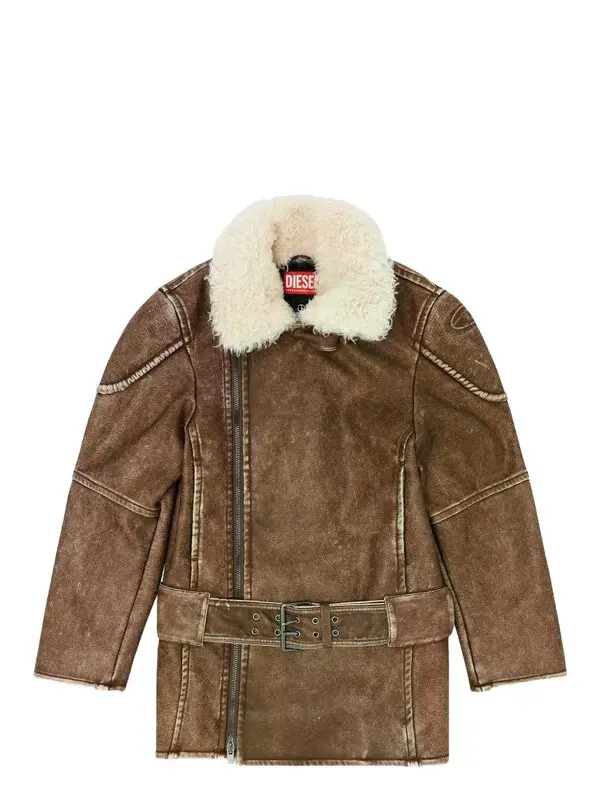 DIESEL® Double-breasted Aviator-biker Coat - Brown