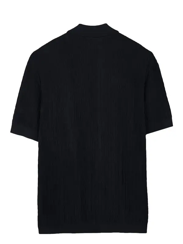 NOWADAYS Cable-knit Short-sleeve Shirt - Black