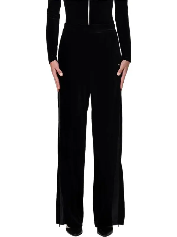 Emporio Armani Chenille Straight-leg Pants - Black