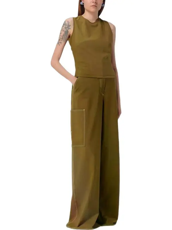 Sunnei Sleeveless Crewneck Top With Cut-out Detail - Brown