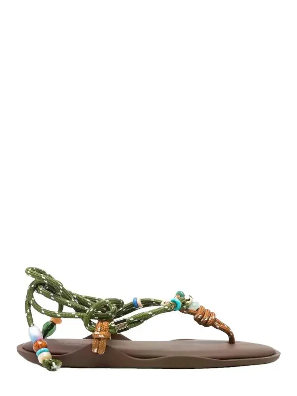 Flowze X Collanine Bead-embellished Sandals - Brown