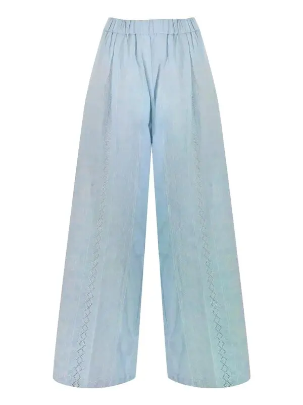 SEMICOUTURE Embroidered Palazzo Pants - Blue