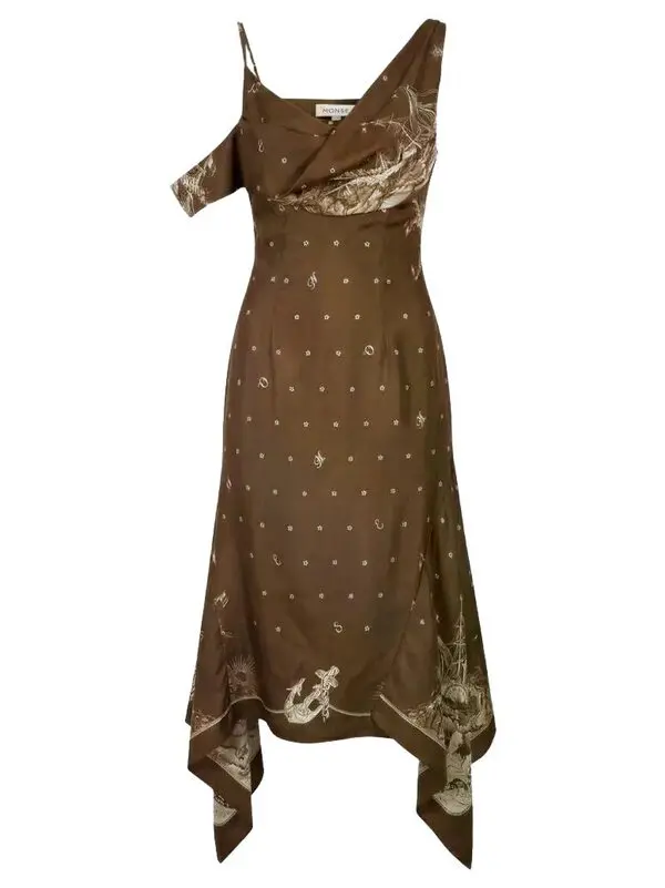 Monse Printed Silk Sleeveless Dress - Brown