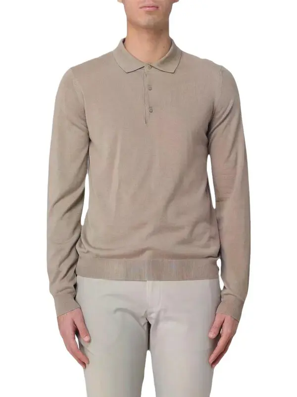 K-WAY Rey Wool Merino Longsleeved Polo Shirt - Neutrals