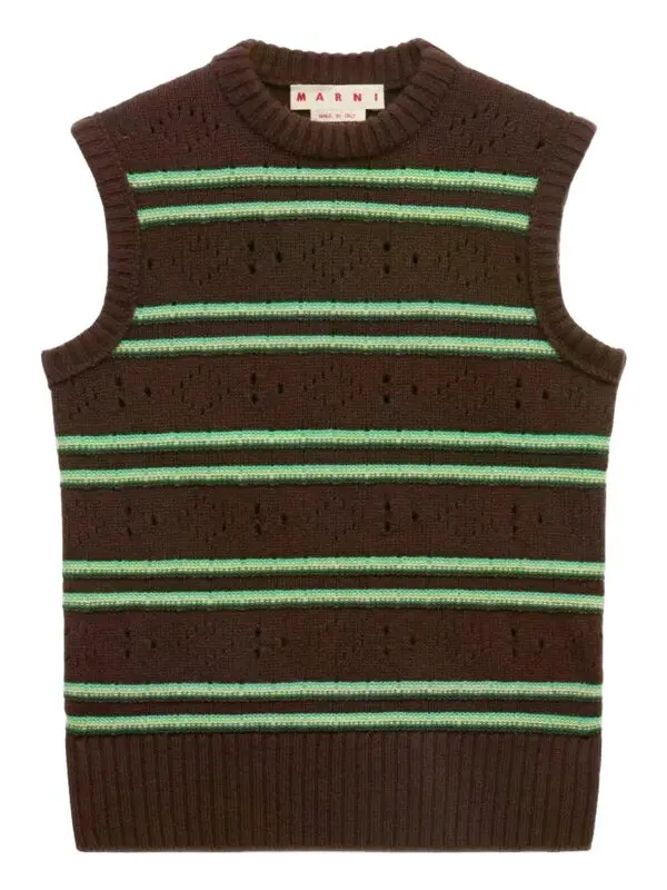 Marni Cashmere Vest With Openwork Knit - Brown