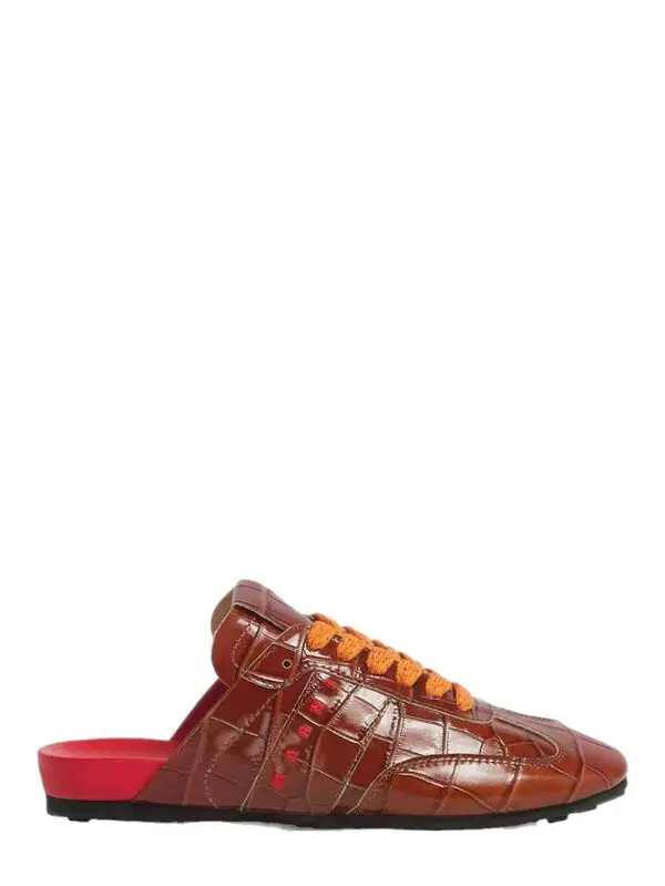 Marni Crown Croc-effect Leather Softy Soccer Slip-on Sneakers - Brown