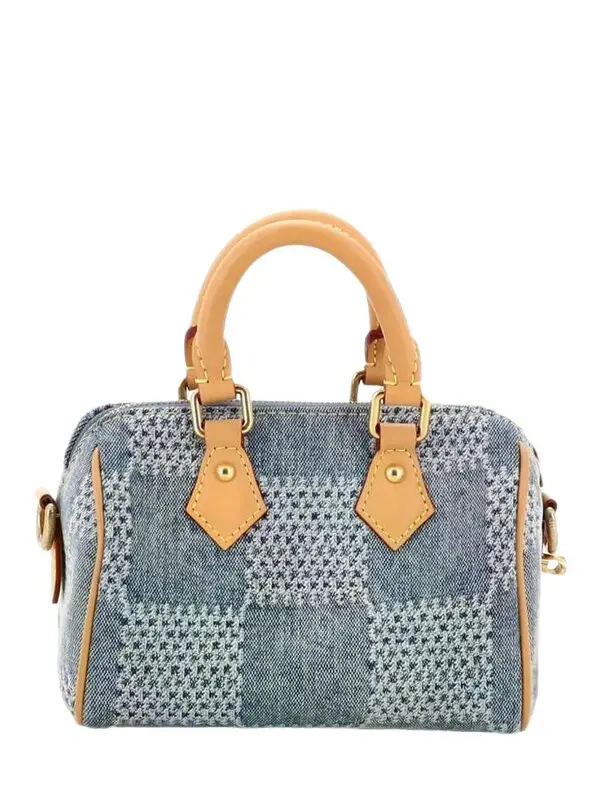 LOUIS VUITTON Speedy Bandouliere 3d Damier Giant Denim 18 Crossbody Bag - Blue