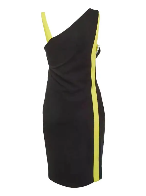Versace One-shoulder Colour-block Asymmetric Dress - Black