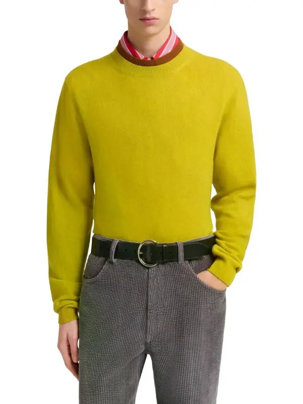Marni Cashmere Jumper With Layered Trim - Yellow
