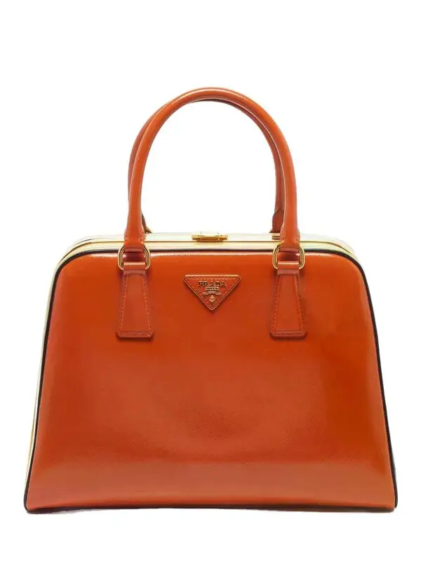 Prada Pyramid Frame Satchel Bag - Orange