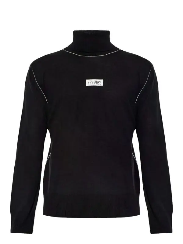 MAISON MARGIELA Contrast Stitch Turtleneck Sweater - Black