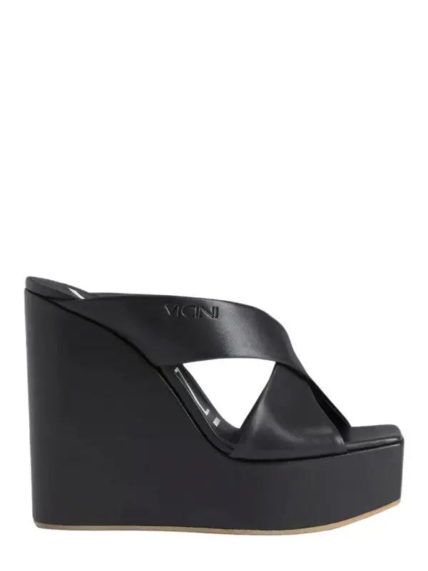 GIUSEPPE ZANOTTI Leather Wedge Sandals - Black