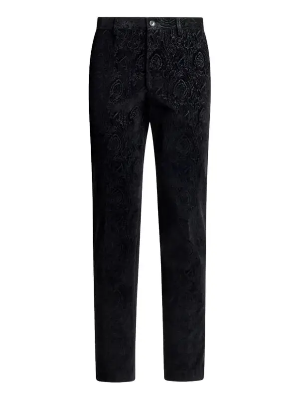 Etro Cotton Velvet Arnica Motif Trousers - Black