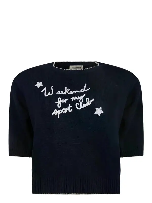 Max Mara Embroidered Slogan Sweater - Blue