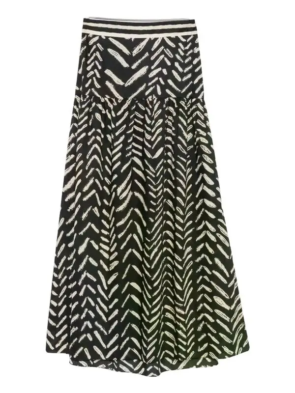 Johanna Ortiz Tiered Maxi Skirt - Black