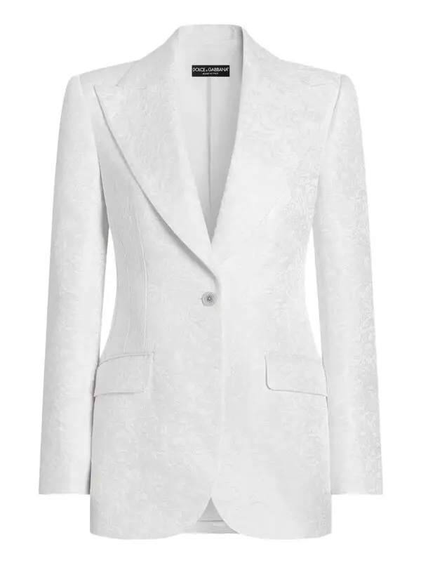 Dolce & Gabbana Single-breasted Brocade Turlington Jacket - White