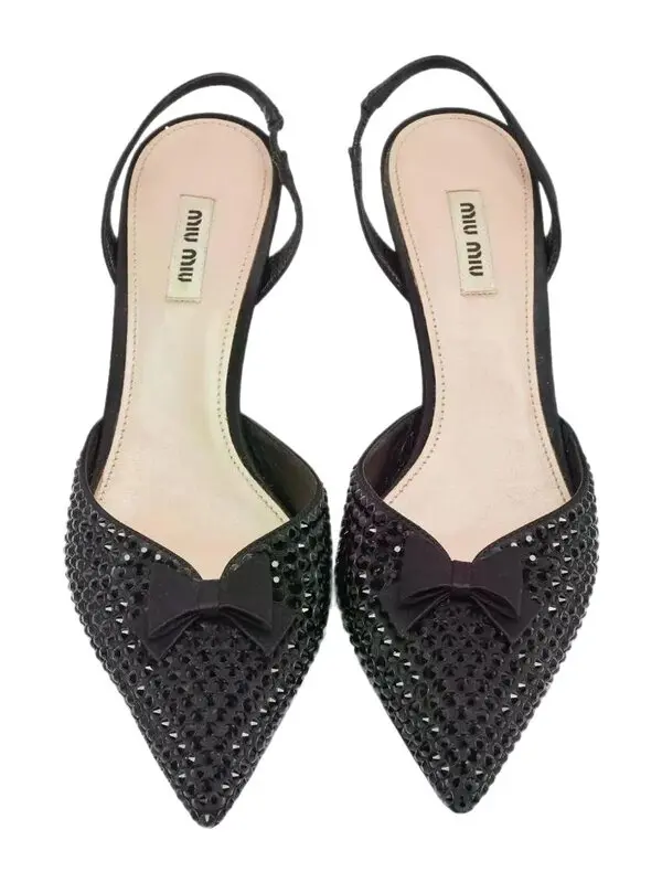 Miu Miu Crystal Embellished Bow Pumps - Black