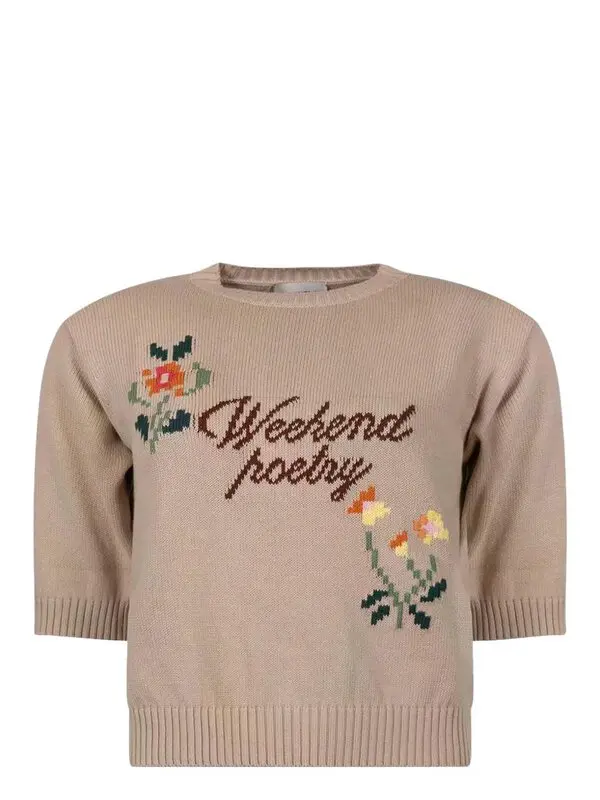 Max Mara Floral Intarsia Short-sleeve Sweater - Neutrals