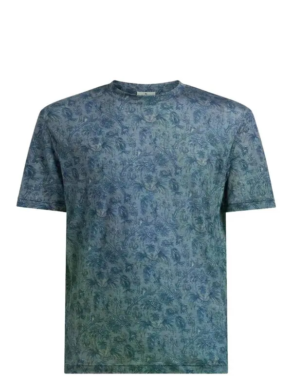 Etro T-shirt With Floral-motif - Blue