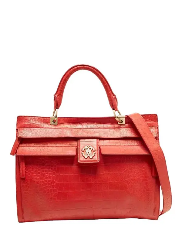 Roberto Cavalli Croc-embossed Leather Tote Bag - Red