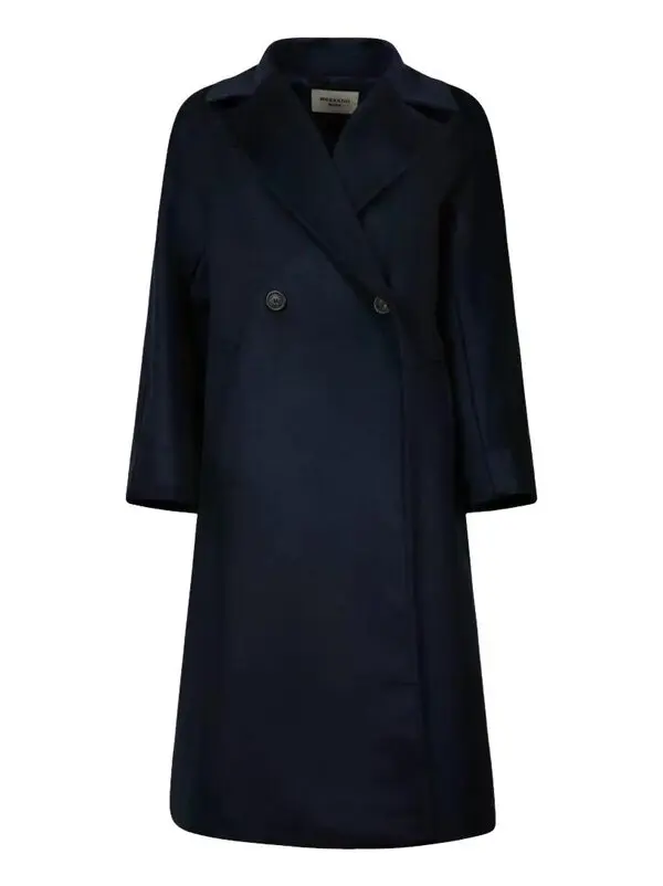 Max Mara Double-breasted Notched Lapel Coat - Blue