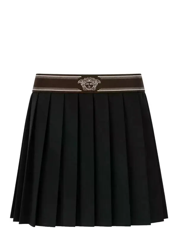 Versace Pleated Wool-mohair Mini Skirt - Black
