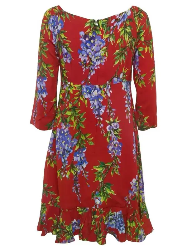 Dolce & Gabbana Floral Print Ruffled Dress - Red