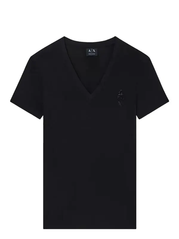 Armani Exchange Stud-embellished V-neck T-shirt - Black