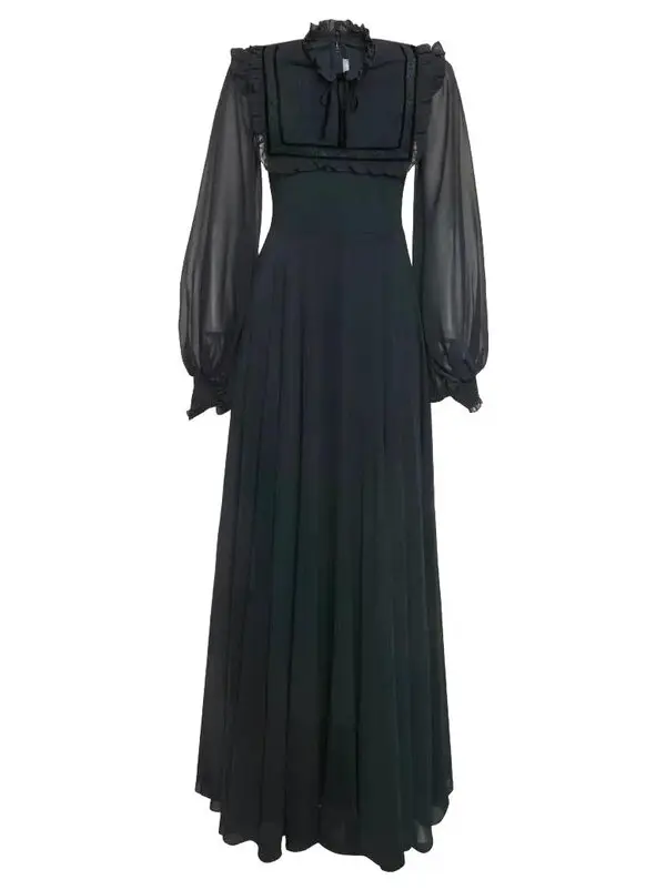 424 Ruffle-trim Lace-panel Maxi Dress - Blue
